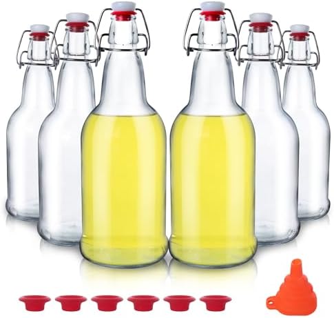 Amazon.com: Easy Cap Beer Bottles - Kombucha Bottles - 16 oz. - Clear ...