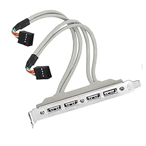 XIKKART 4 Ports USB 2.0 Header Port Slot Plate Adapter Panel Cable Female Screw to Motherboard ...
