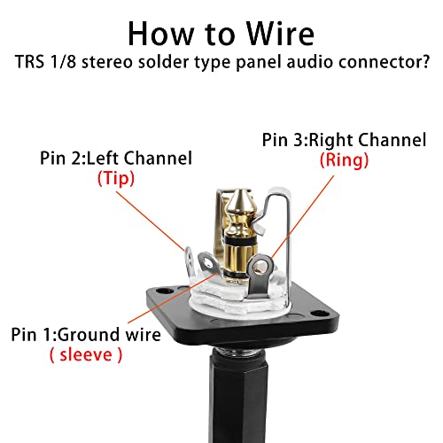 QIANRENON TRS 1/4 Panel Mount Solder Audio Adapter TRS 6.35mm Female to ...