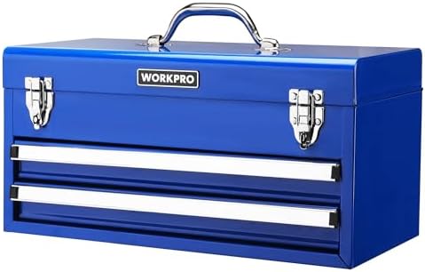 WORKPRO Mini Metal Tool Box with 2 Drawers and Top Storage, Small Tool ...