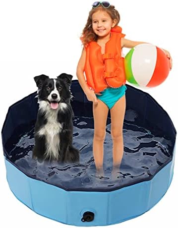 63" Thicken Dog Paddling Pool for Pet and Kids,Non-Slip Kiddie Pool ...