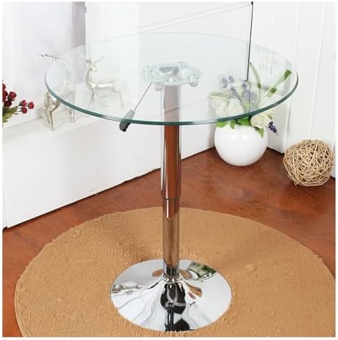 Adjustable Height Round Glass Dining Table - Modern Tempered Glass ...