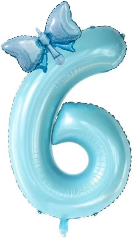Amazon.com: 40inch Light Blue Butterfly Number 6 balloons, Giant Big ...