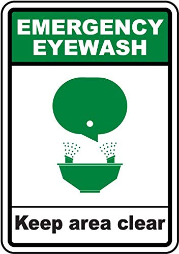 Emergency Eyewash Keep Area Clear Sign | Foam Board Fixed on Waterproof ...