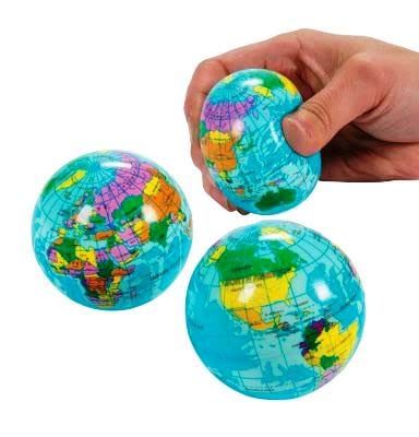 FULLFILLS 4 Pcs 4 Inch Globe Printed Soft Foam Sponge Stress Softball ...