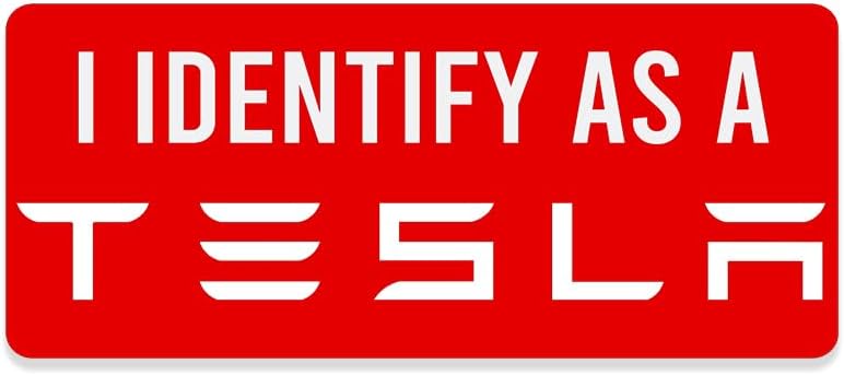 Amazon.com - Red: I Identify as a Tesla Bumper Sticker, Funny Decals ...