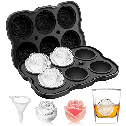 Ice Cube Tray, Mikiwon 2 inch Rose Ice Cube Trays With Covers, 6 Cavity ...