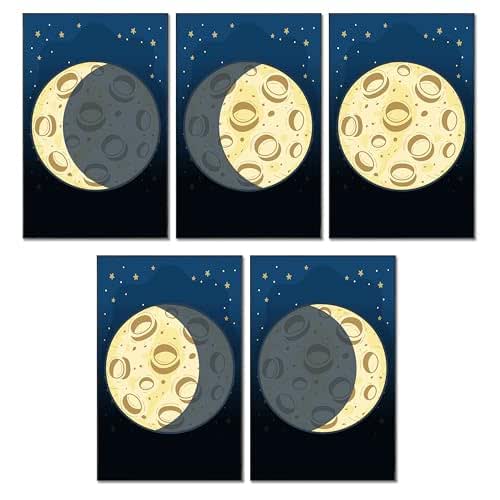 Amazon.com: Glow-in-the-Dark Moon Phase- 5-Piece Poster Set - Unframed ...