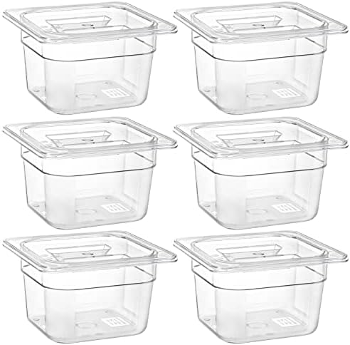 Amazon.com: Sunnyray 6 Set 1/3 Size Polycarbonate Food Pans with Lids ...