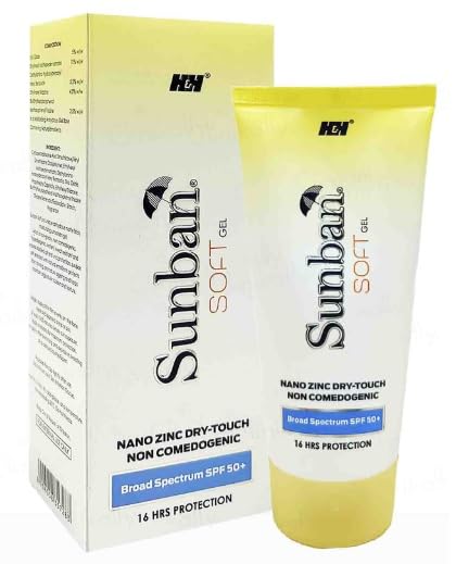 H & H Sunban Soft Gel Nano Zinc Dry-Touch SPF 50+ Sunscreen - 75 gm ...