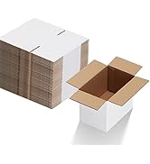 EYMPEU 40 Cardboard Boxes 10x6x6 inch (25.4x15.3x15.3cm) White Shipping ...