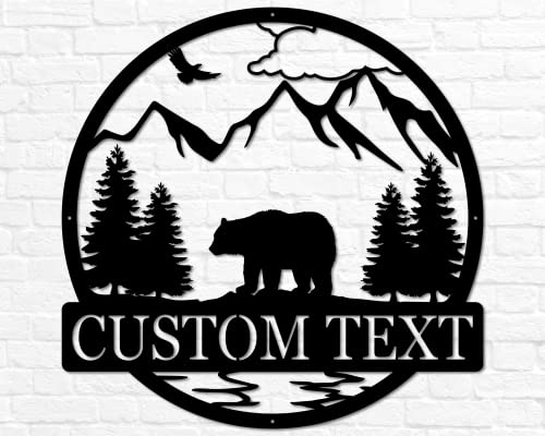 Amazon.com: Outdoor Bear Cabin Sign | Personalized Metal Bear Sign ...
