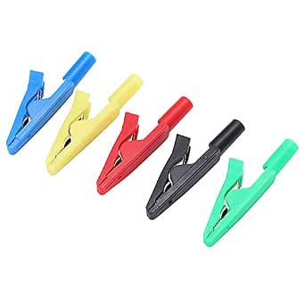 Amazon.co.jp: Practical 2mm Tail Jack Colorful Insulated Alligator Clip ...