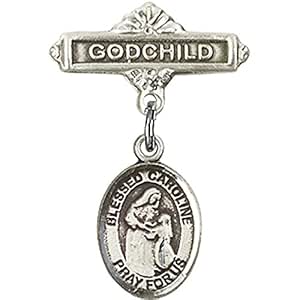 Amazon.com : Sterling Silver Baby Badge with Blessed Caroline ...