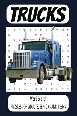 Trucks Word Search Puzzle Book: Easy to Read Print about Trucks ...