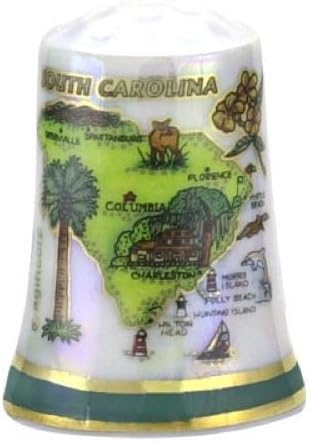 Amazon.com: South Carolina State Map Pearl Souvenir Collectible Thimble ...