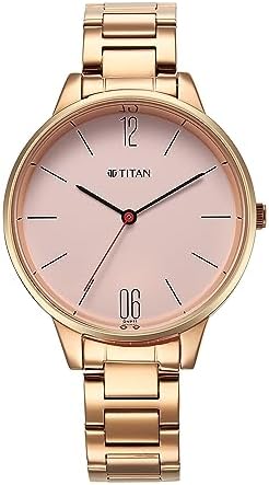 Titan Purple Stackables Quartz Analog White Dial Rose Gold Stainless ...