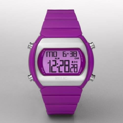 Amazon.com: RELIC Purple Crystal Dial Rubber Strap Digital Watch ...