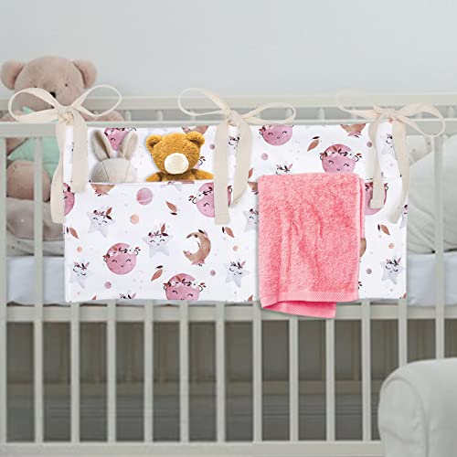 Baby Crib Organizer Cot Caddy Bed Storage Bag 2 Pockets Bedside Hanging ...