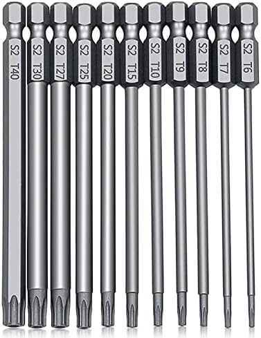 100mm Torx Screwdriver Bit Sets, 11pcs Star Magnetic Screwdriver Bits ...