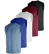 Amazon.com: Men's 5 Packs Moisture Wicking Dry Fit Tech Sleeveless ...
