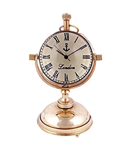 Antique Style Table Clock with Pedestal Stand Vintage Shelf Clock ...
