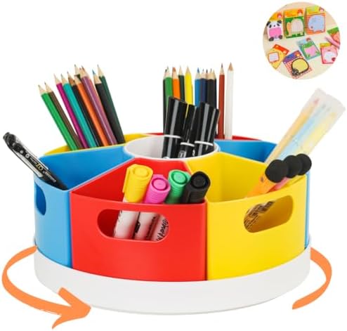 Lyfelights Kids Rotating Stationary Organiser with 7 Compartments. Kids ...
