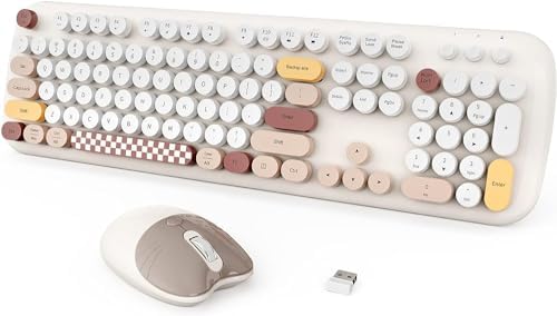 Amazon.in: Buy Coconut Vintage Combo Retro Wireless Keyboard & Mouse 2 ...