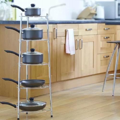 KAYNUR Stainless Steel 5-Tier Pan Stand Multi-Functional Pot and Lid ...