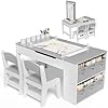 MAMIZO Kids Art Table and Chair Set, Wooden Children Painting and ...