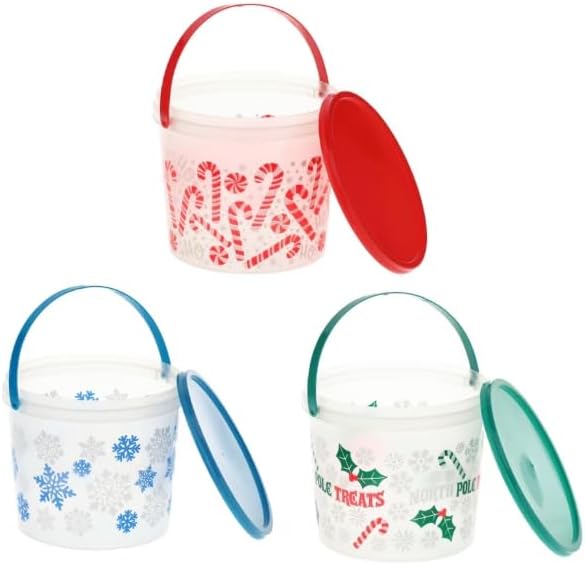 Amazon.com: 6 Pack Buckets with Lids, Christmas Themed Storage ...