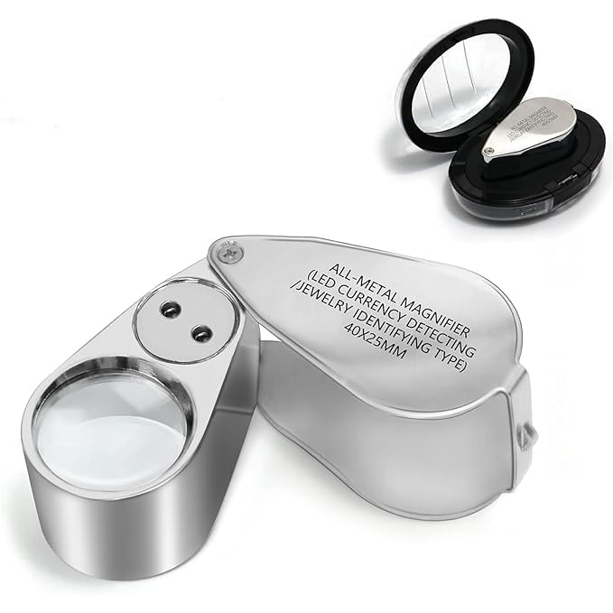 Nitya One Piece 40X Magnifying Glass Full Metal Illuminated Jewelry ...