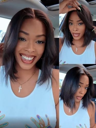Amazon.com: Nadula Yaki Bob de cordón recto con cabello humano sin ...