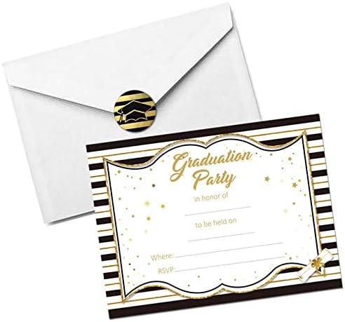 Amazon.com : Cheerland 12 Invitation Set Holographic Blue Graduation ...
