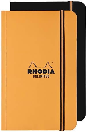 RHODIA 118058C - Unlimited Black or Orange Elastic Notebook - 9x14 cm ...