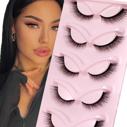 Amazon.com: Ahrikiss Fox Eye Lashes Wispy, False Eyelashes Natural Look, Faux Mink Lashes Pack ...