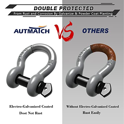 Snapklik.com : AUTMATCH D Ring Shackle 3/4 Shackles (2 Pack) 41,887Ibs ...