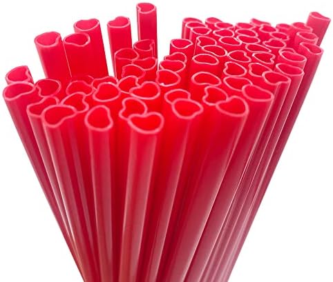 Amazon.com: 120 Pack Plastic Straws with heart For Drinking ...