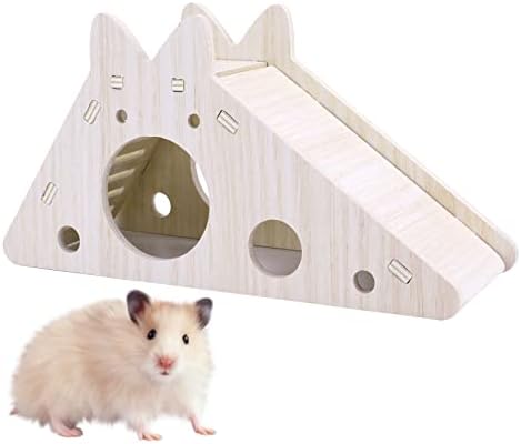 TIESOME Hamster House with Ladder and Slide, Wooden Hamster Play Toys ...