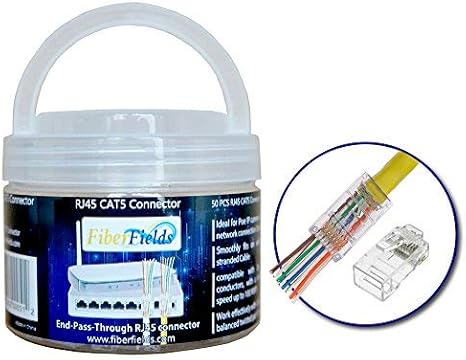 Amazon.com: Conector de red de Internet (50 piezas RJ45 CAT5/5e extremo ...