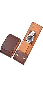 Amazon.com: Travel Leather Watch Pouch/Watch Travel Case with Suede ...