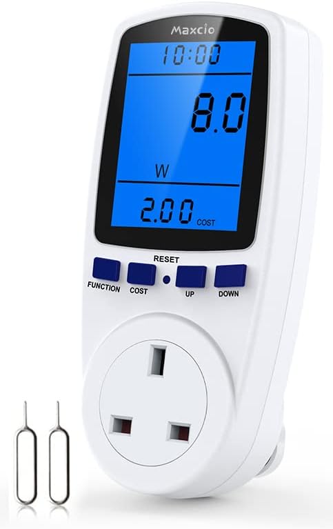 Power Meter Energy Monitor with Backlight LCD Display UK Plug, Maxcio ...