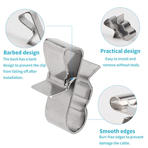 LALAGO Pack of 50 Cable Clips, Stainless Steel Cable Clips, Cable Clips ...