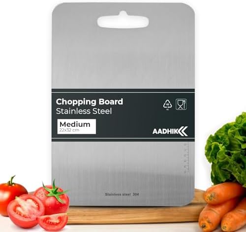 Buy OrganizeMee Stainless Steel Chopping Board for Kitchen - Heavy-Duty ...
