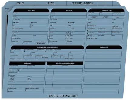Amazon.com : Blue Real Estate Folders / 25 Preprinted Property Listing ...