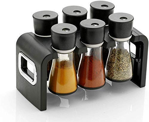 Swami Enterprise Round Shape Transparent 6 Piece Jar Spice Rack with ...