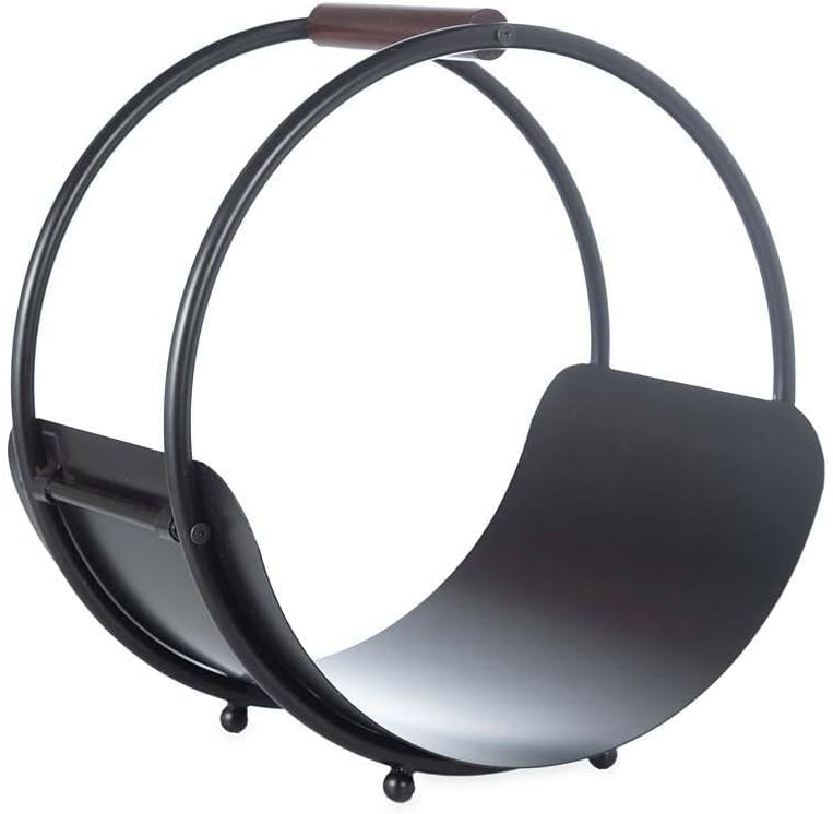 Amazon.com: Plow & Hearth Burnished Wood Round Log Holder with Handle ...