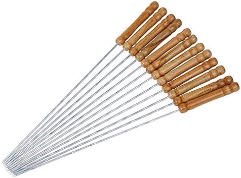 VJR 13 Inch Stainless Steel Skewer Square Rod with Wood Handle (Set of ...