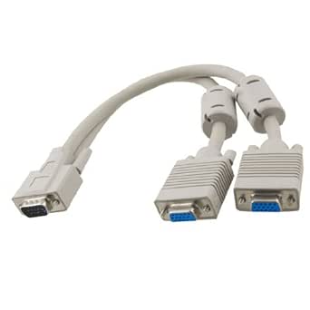 PRAV® 30cm Gray 15 Pin VGA Male to 2 Female Splitter Converter Cable ...