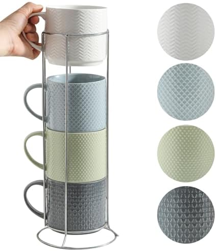 Amazon.com | Signature Housewares Stackable Coffee Mug Tower Set with ...